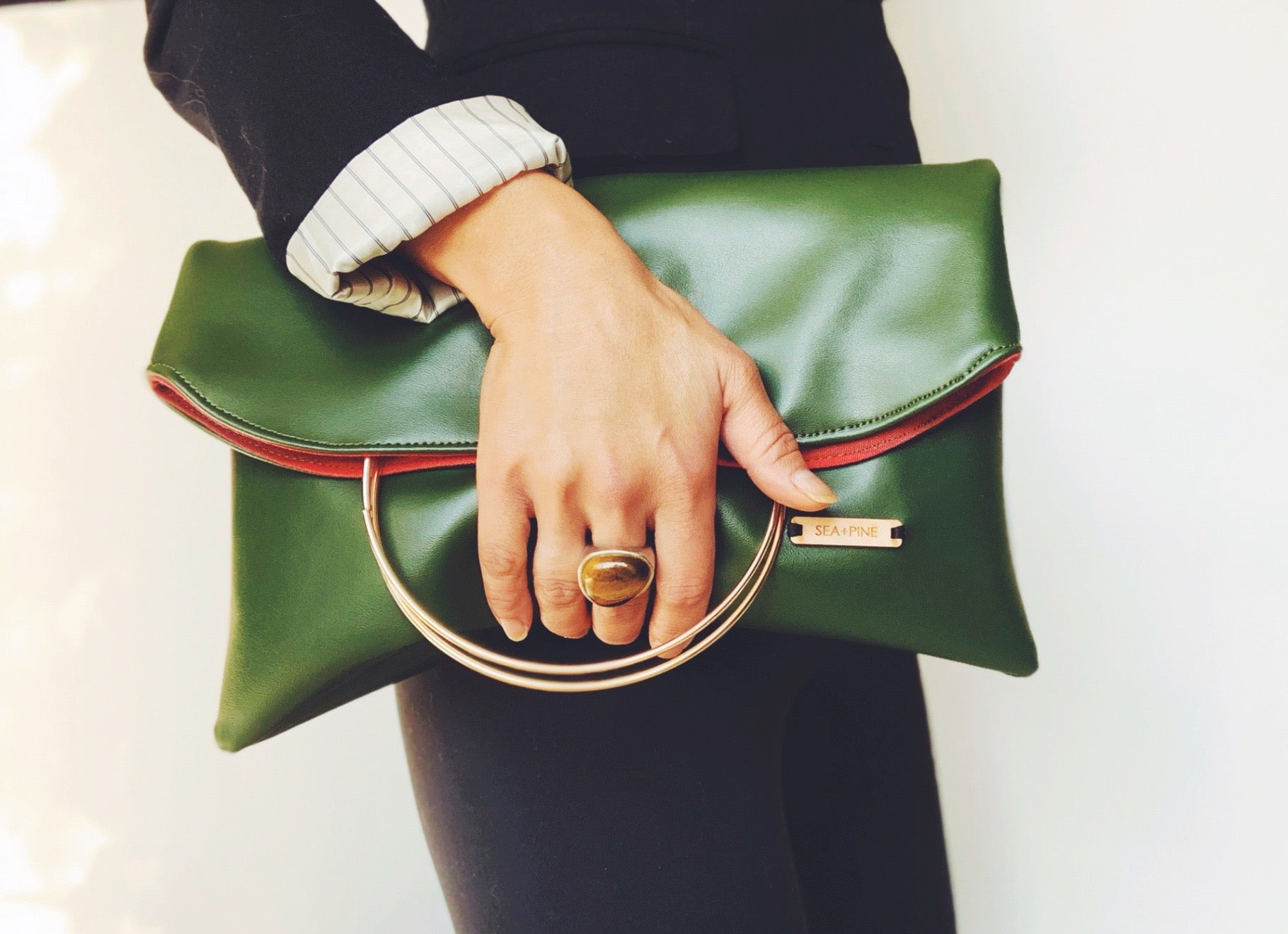 Brass Ring Clutch – Sea & Pine